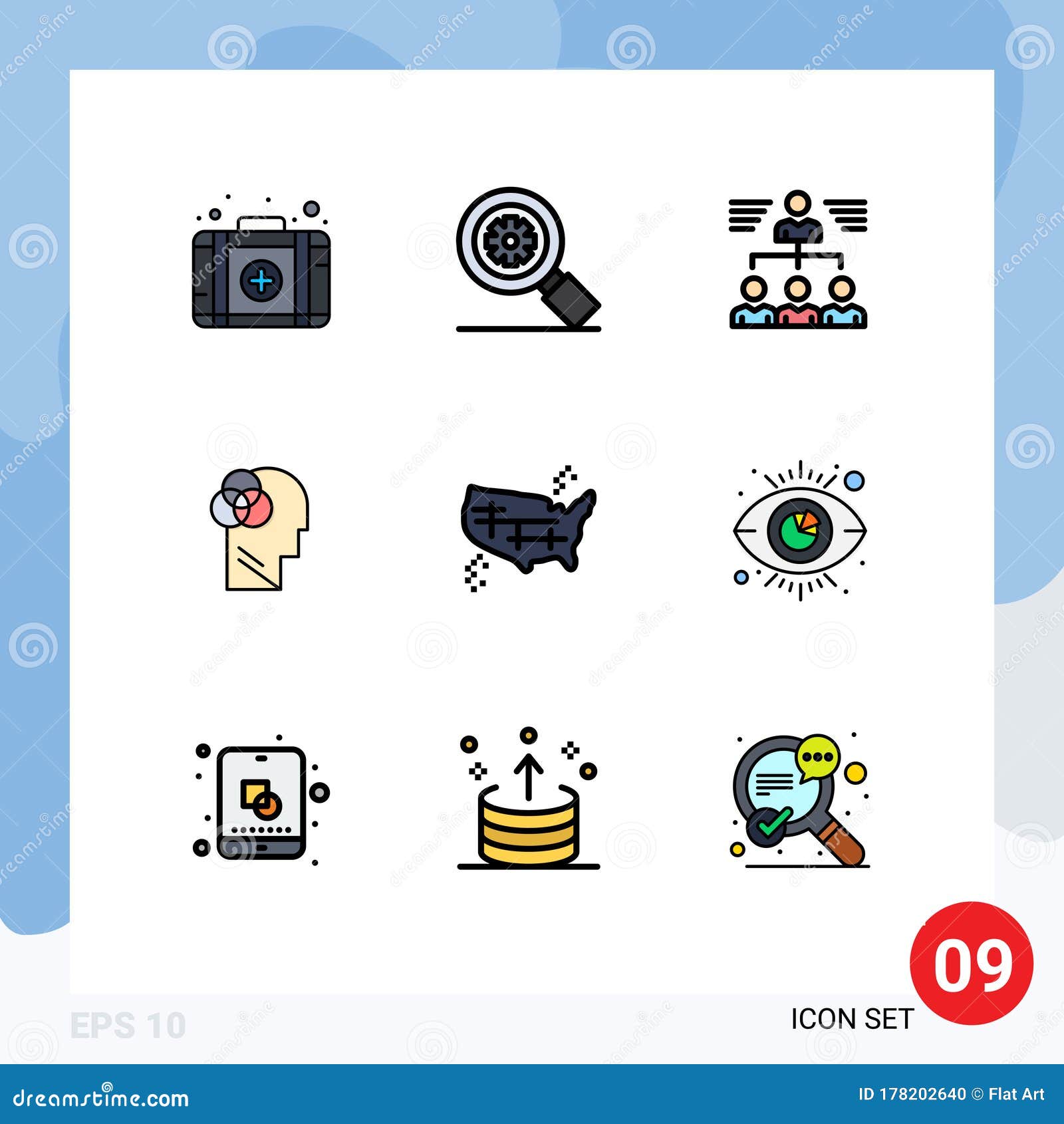 Universal Icon Symbols Group of 9 Modern Filledline Flat Colors of Map ...