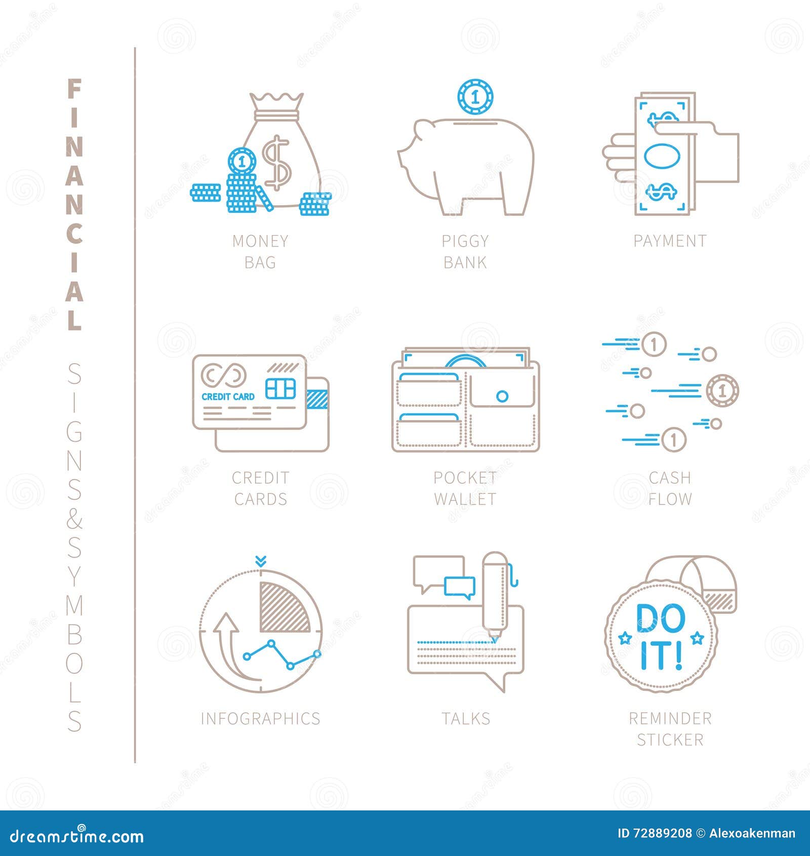 Set of Vector Financial Icons and Concepts in Mono Thin Line Style ...
