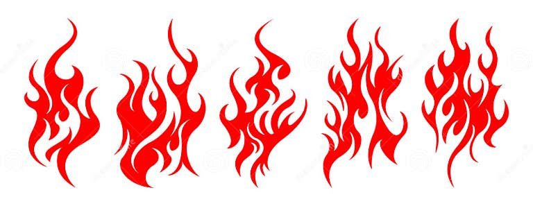 Set of Vector Fire Design Elements Stock Vector - Illustration of ...