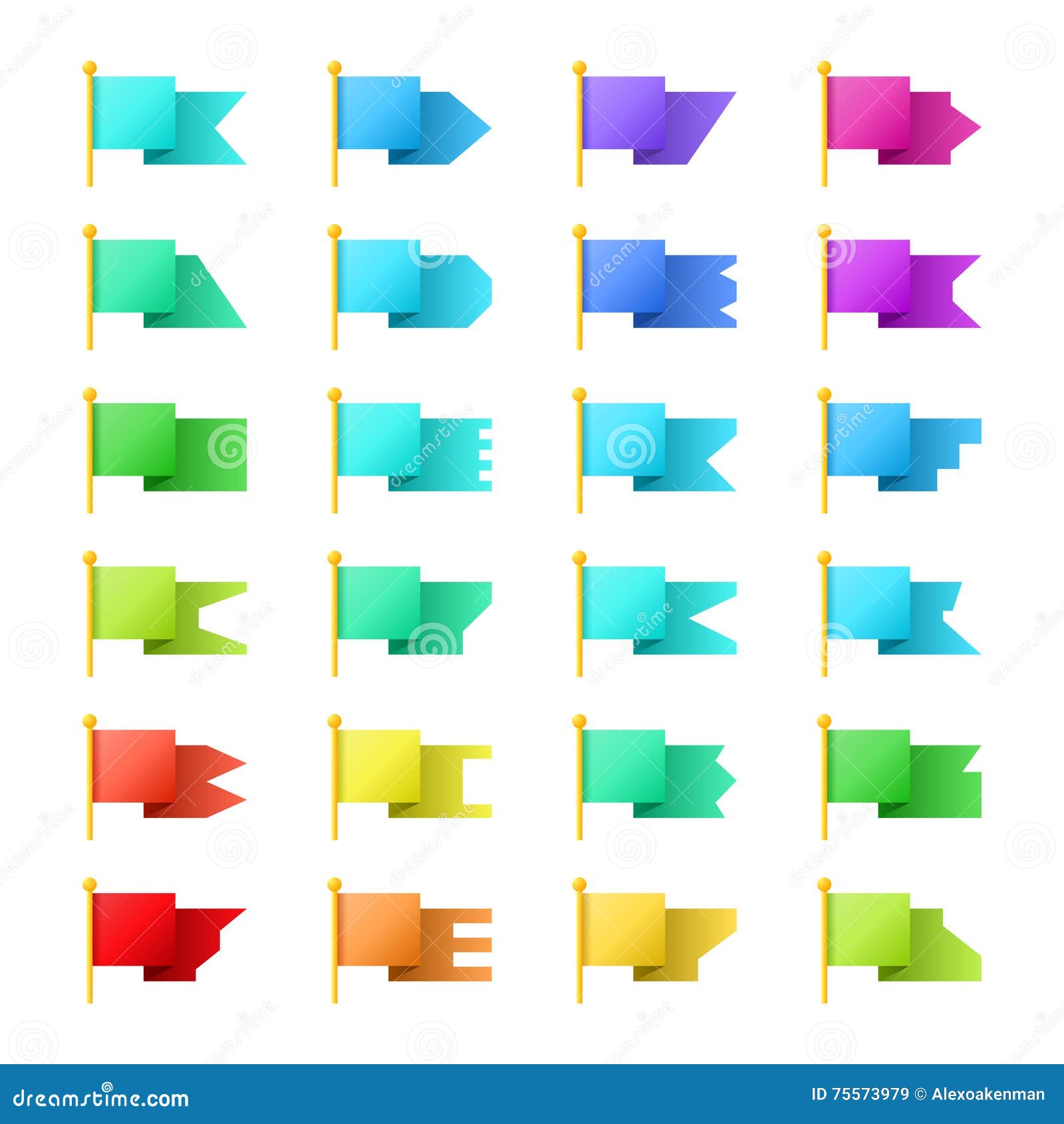 Set of Vector Flags and Banners in Flat Style Stock Vector ...