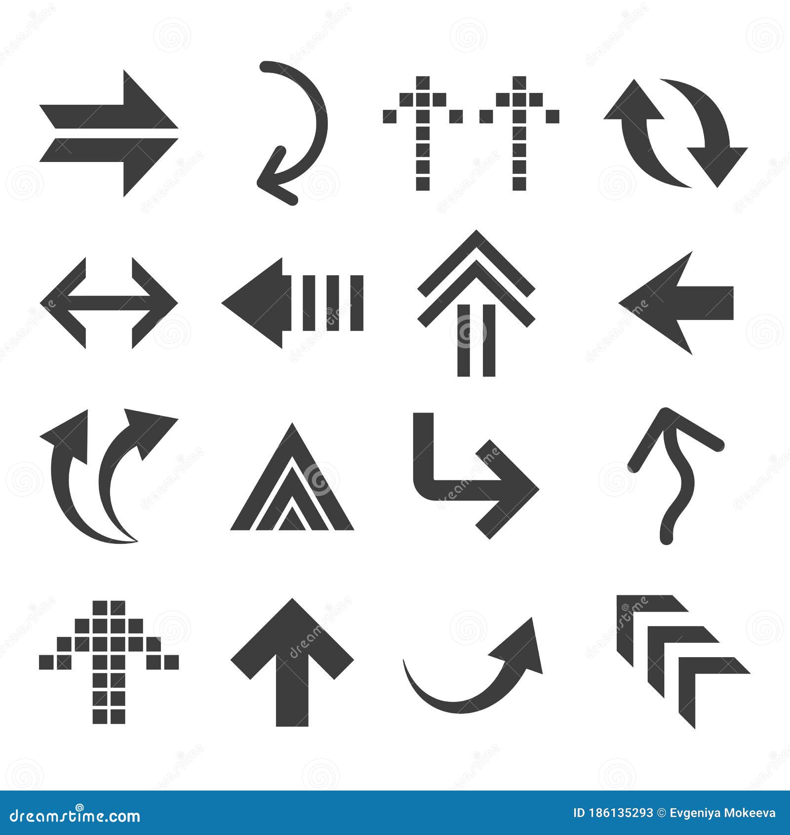 Set of vector flat arrows stock vector. Illustration of graphic - 186135293
