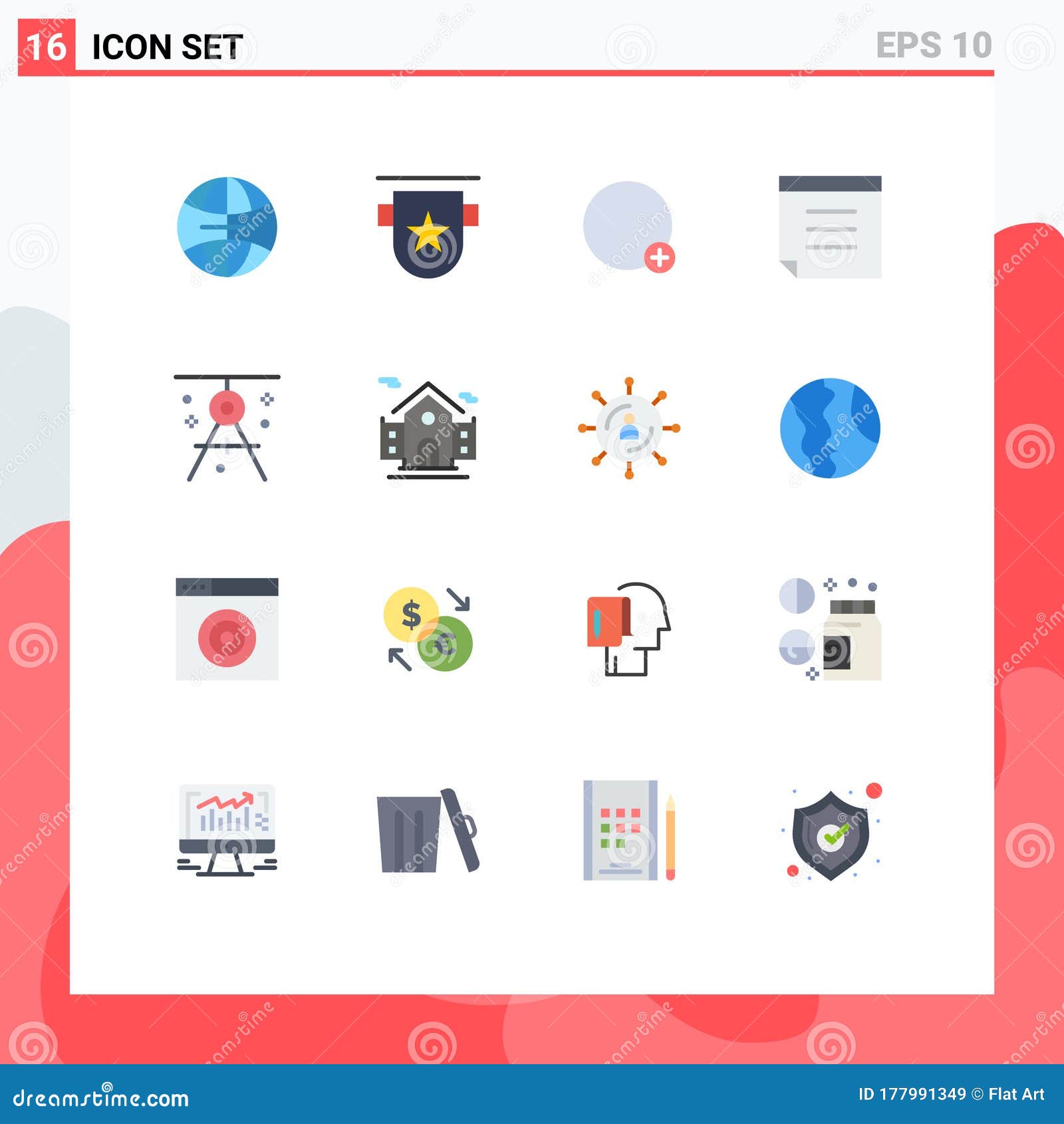 Set of 16 Vector Flat Colors on Grid for Drafting, Compass, Basic ...