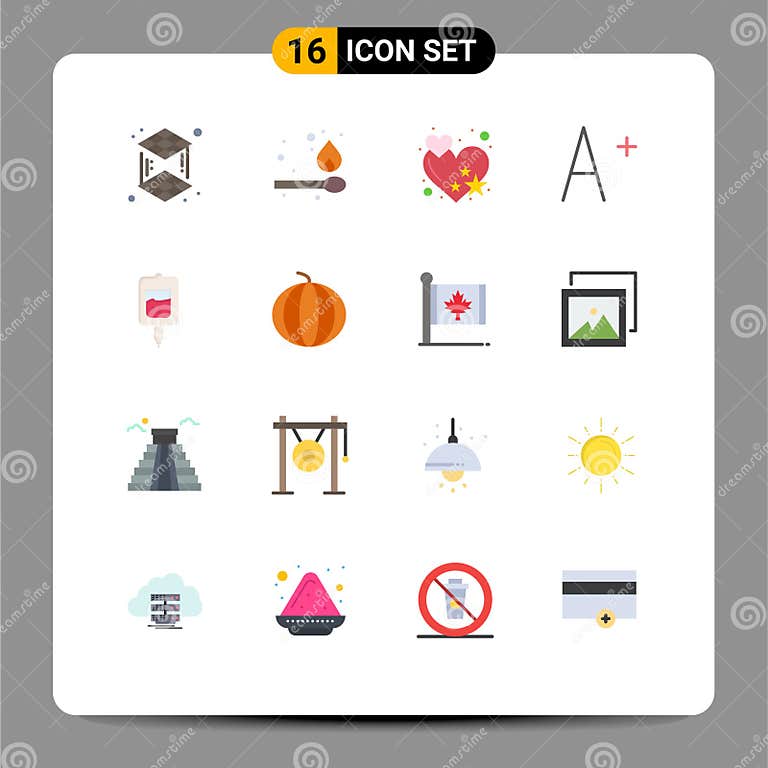 Set of 16 Modern UI Icons Symbols Signs for Fruit, Berry, Heart ...