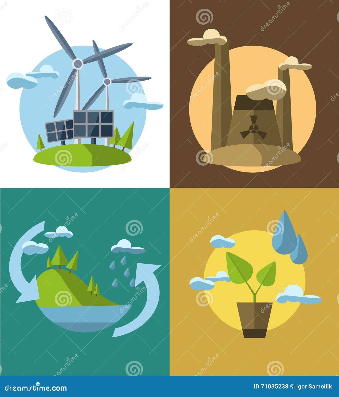 Set Vector Flat Design Concept Illustrations with Icons of Ecology ...