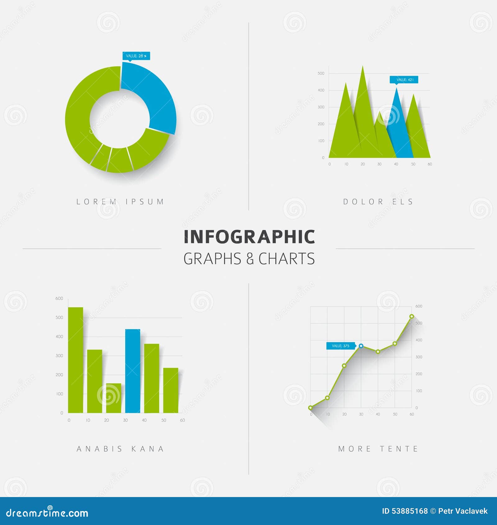 Set of Vector Flat Design Infographic Charts and Graphs Stock Vector ...