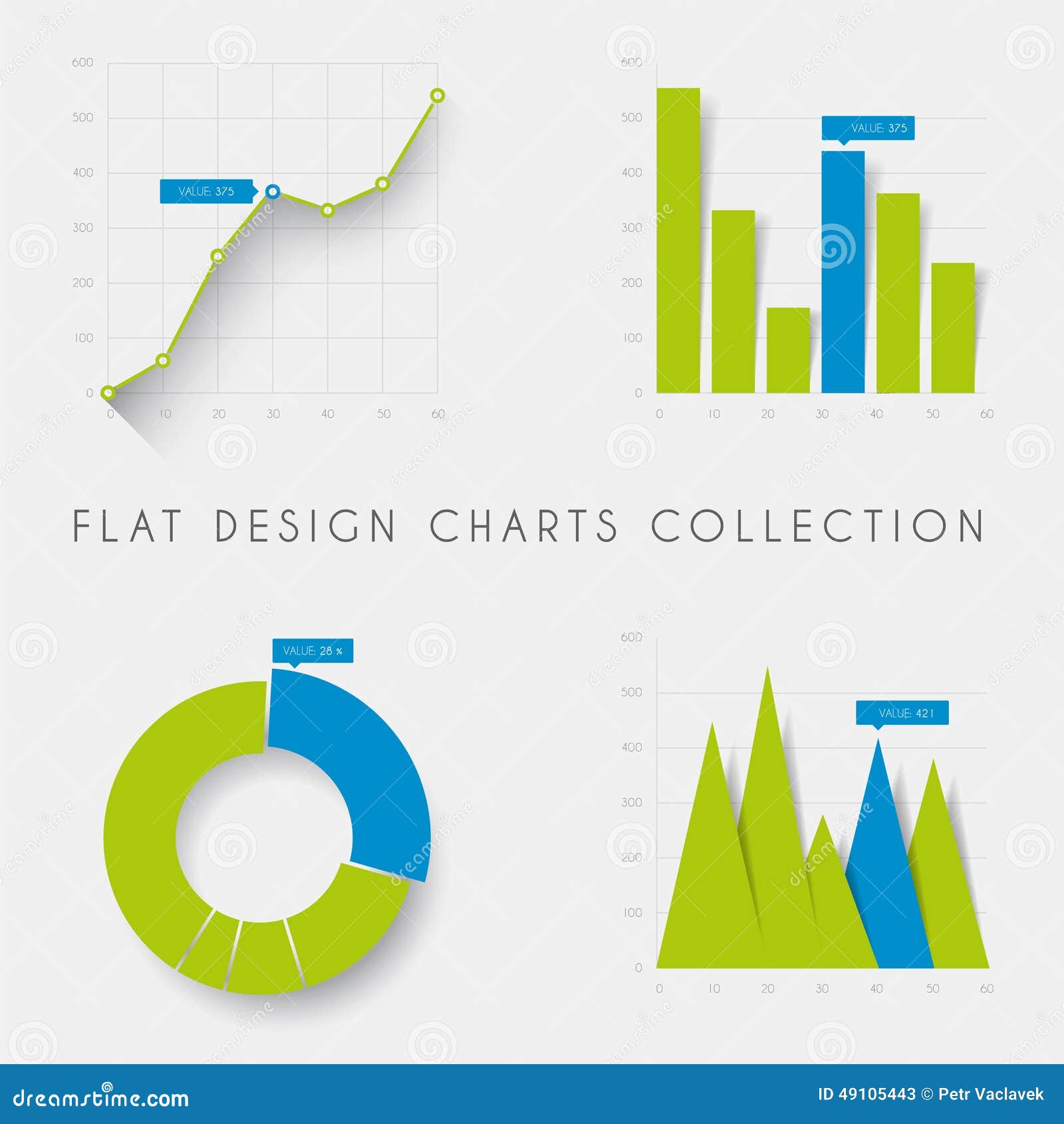 Set of Vector Flat Design Statistics Charts and Graphs Stock ...