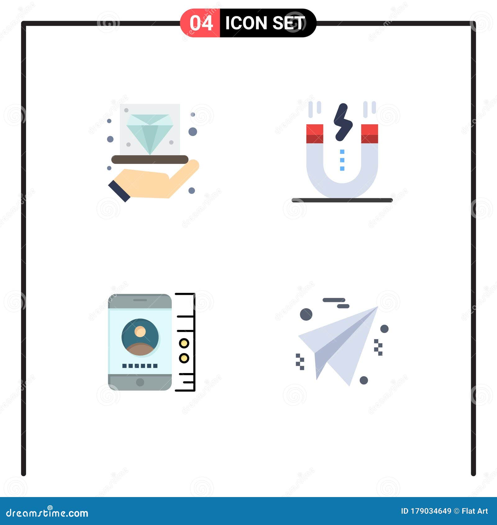 Set of 4 Vector Flat Icons on Grid for Business, Snap, Hold, Design ...