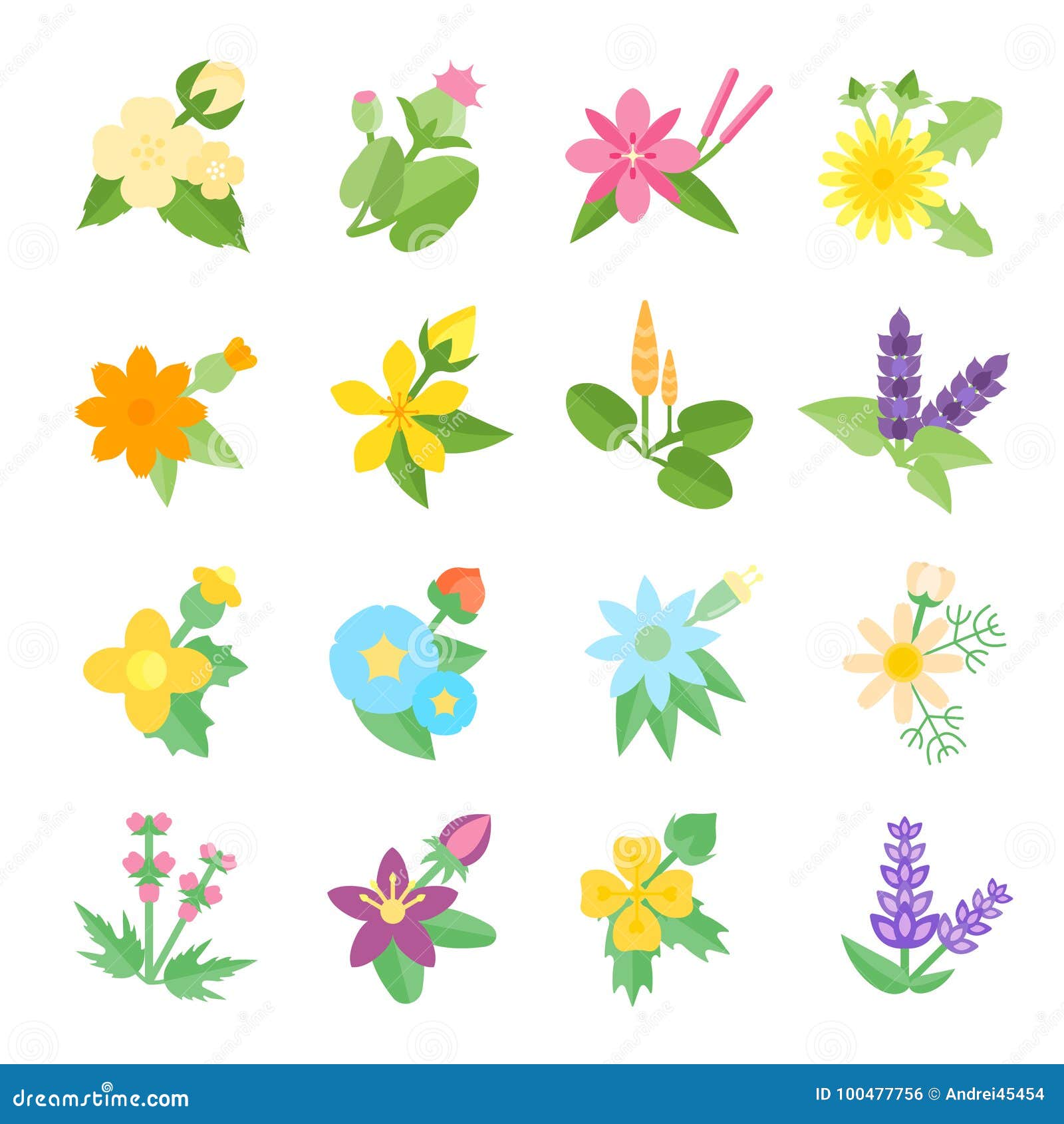 Set Vector Flat Icons of Herbs Stock Illustration - Illustration of ...