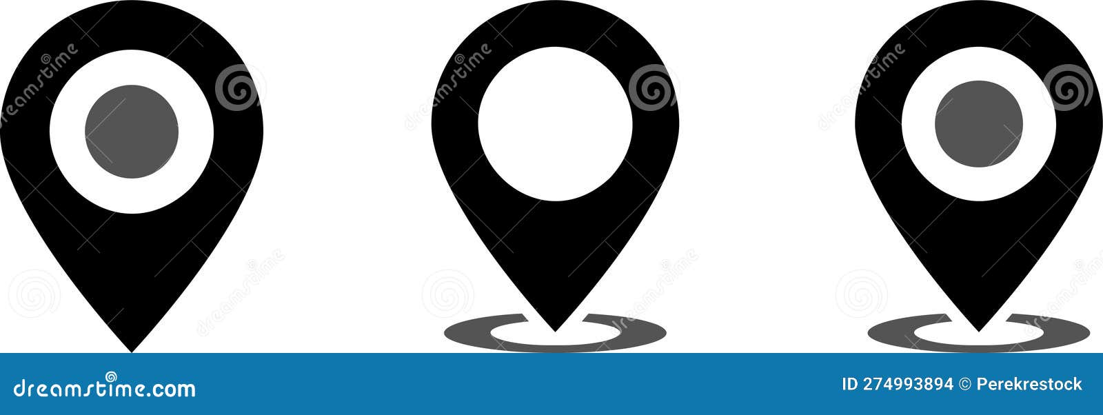 Set of Vector Flat Icons of Location Pin As Concept of Navigation ...