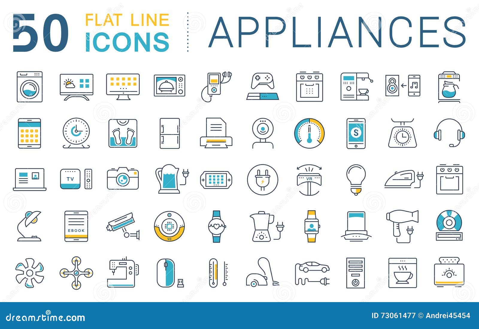 Set Vector Flat Line Icons Appliance Stock Illustration - Illustration ...