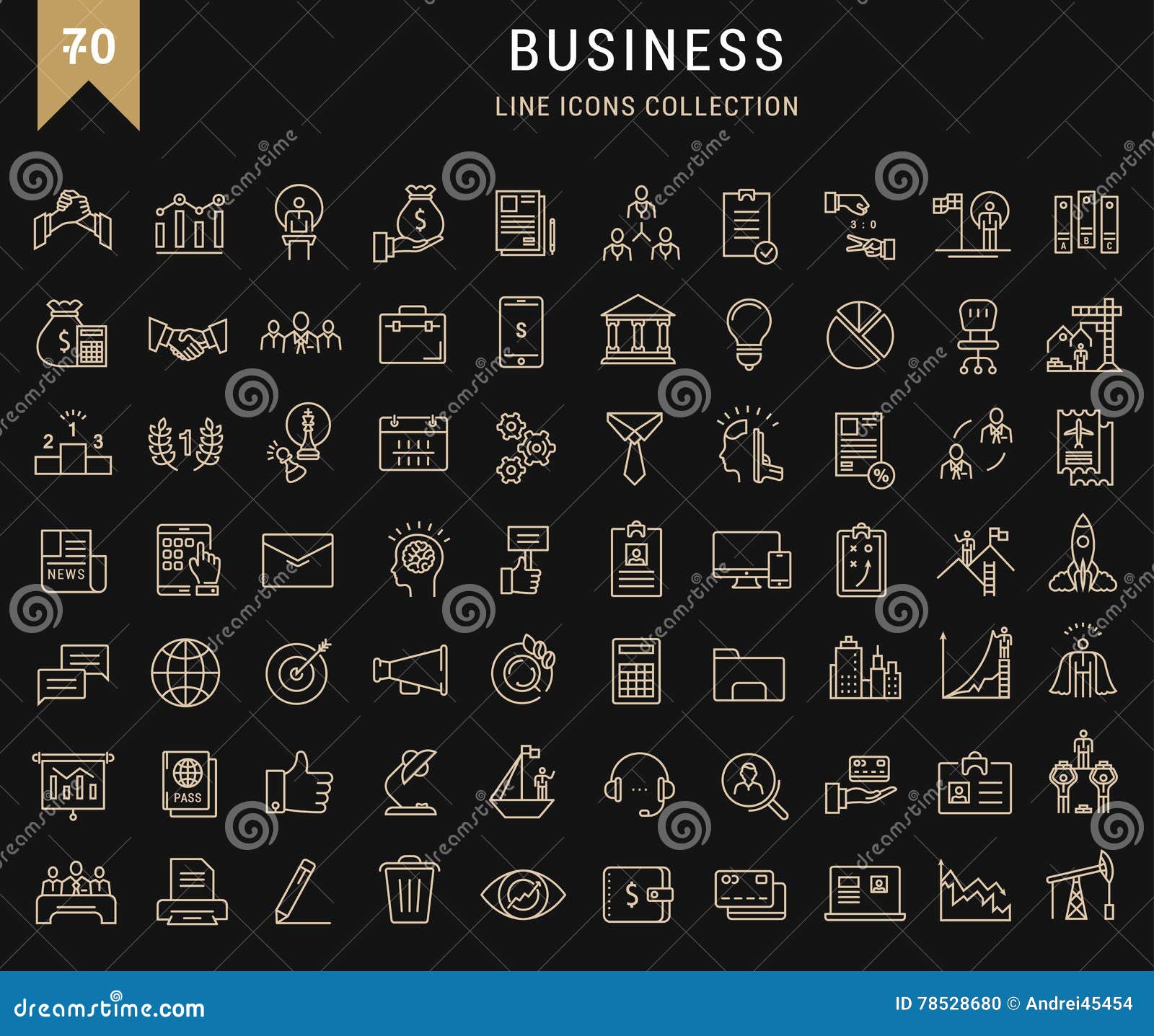 Set Vector Flat Line Icons Business Stock Illustration - Illustration ...
