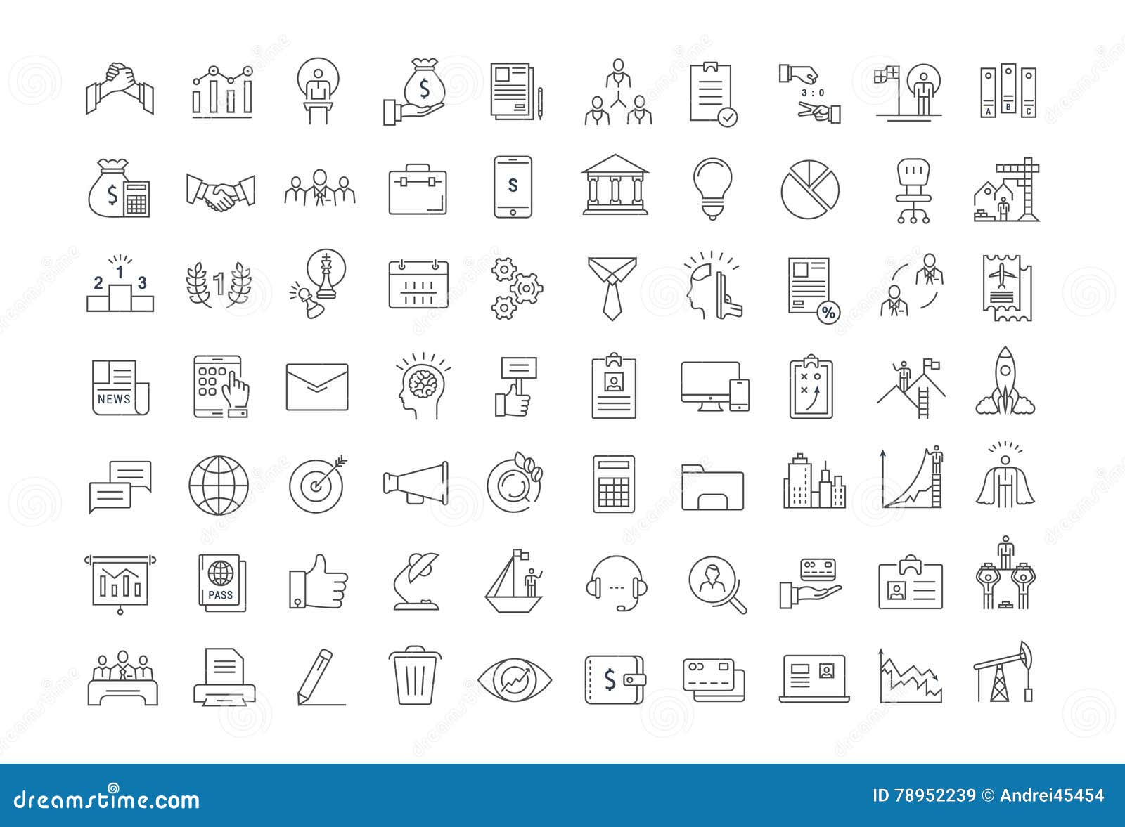 Set Vector Flat Line Icons Business Stock Illustration - Illustration ...