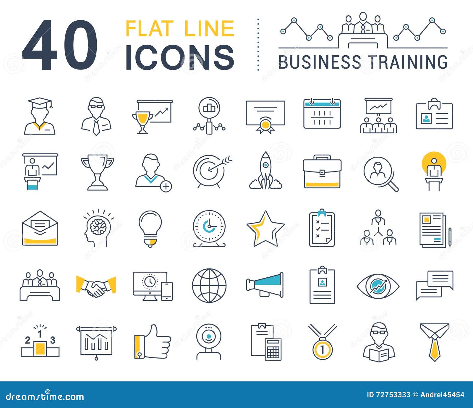 Set Vector Flat Line Icons Business Training Stock Illustration ...