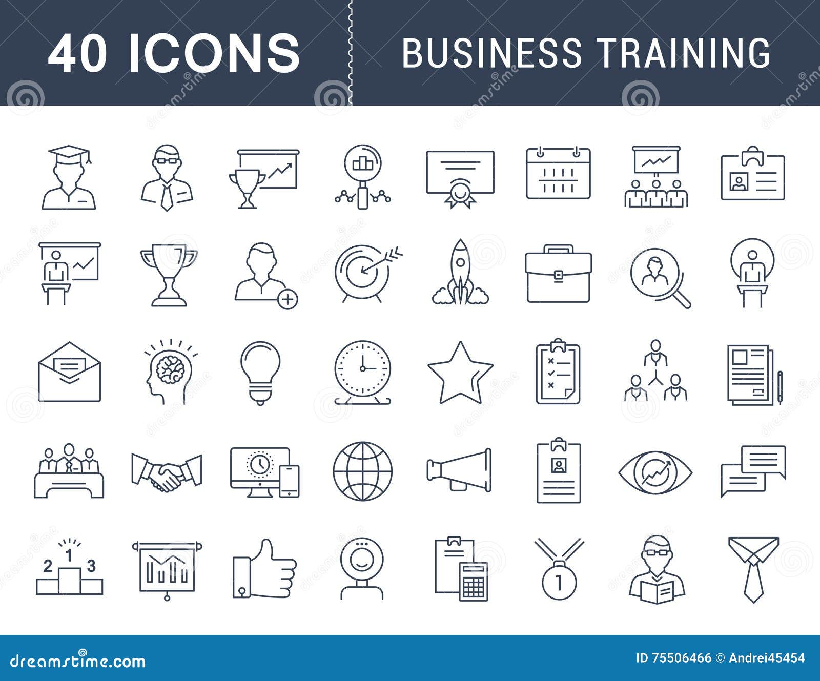 Set Vector Flat Line Icons Business Training Stock Illustration ...