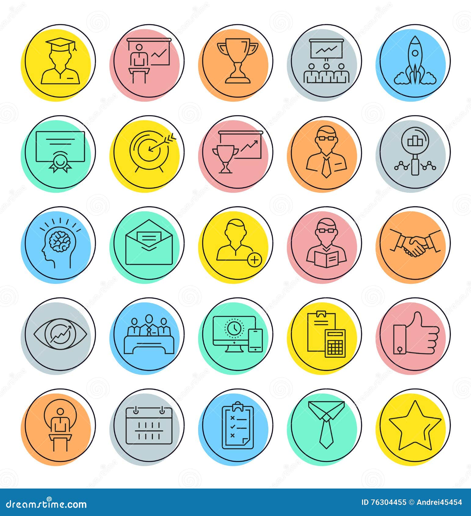 Set Vector Flat Line Icons Business Training Stock Illustration ...