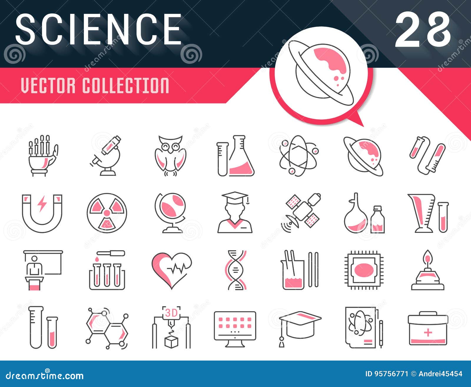 Set Vector Flat Line Icons Science Stock Illustration - Illustration of ...
