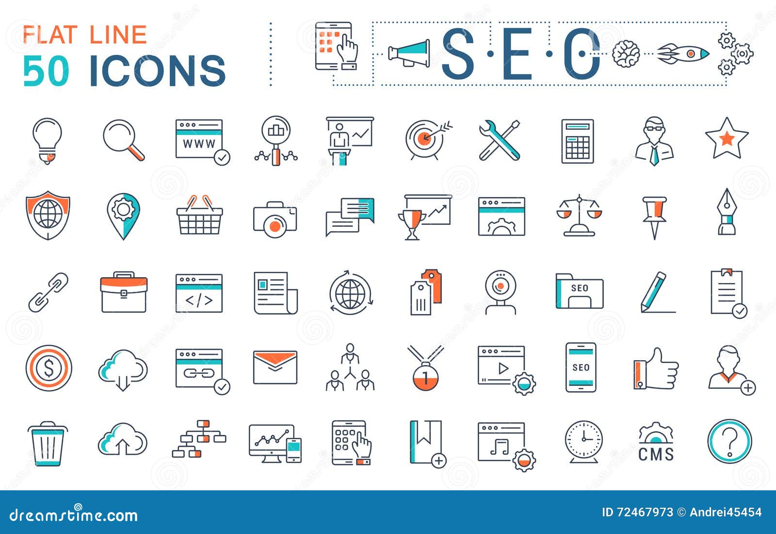 Set Vector Flat Line Icons SEO Stock Illustration - Illustration of ...