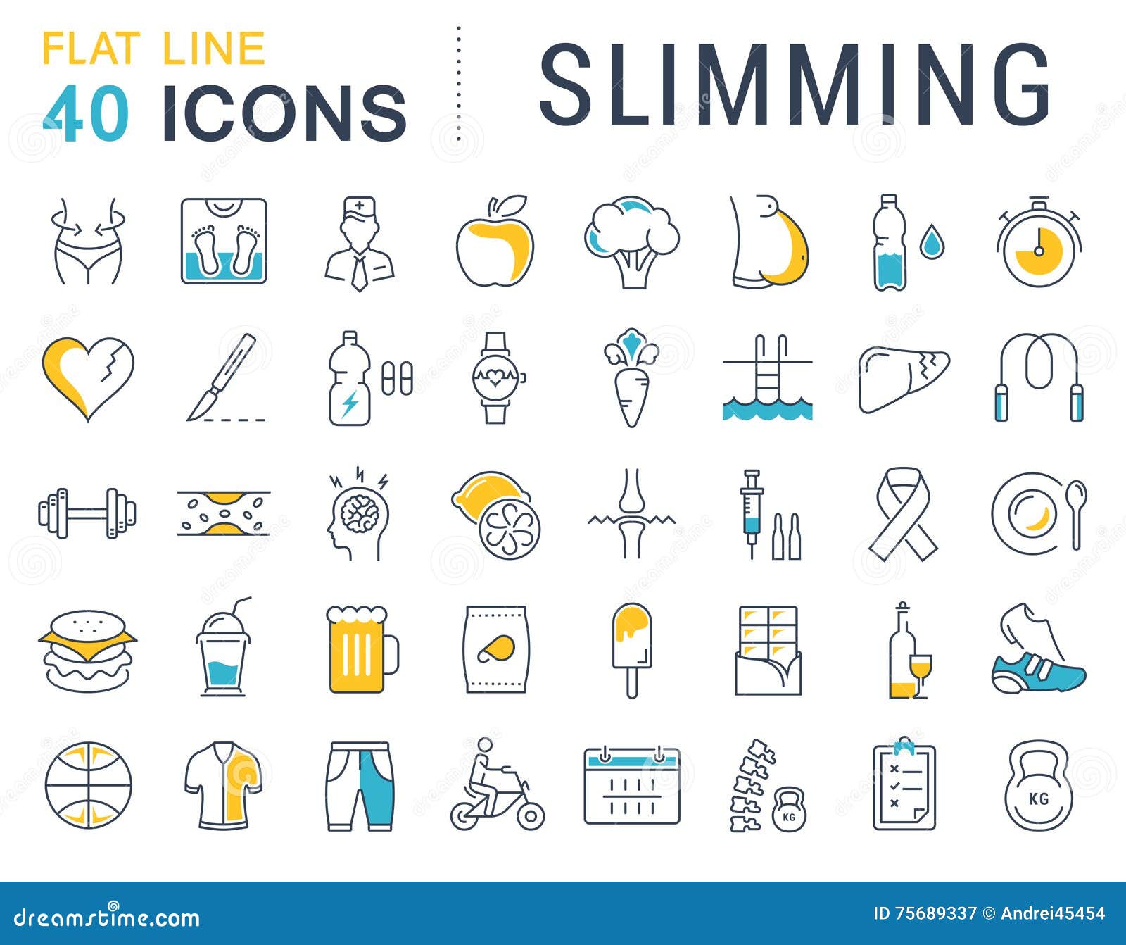 Set Vector Flat Line Icons Slimming Stock Illustration - Illustration ...