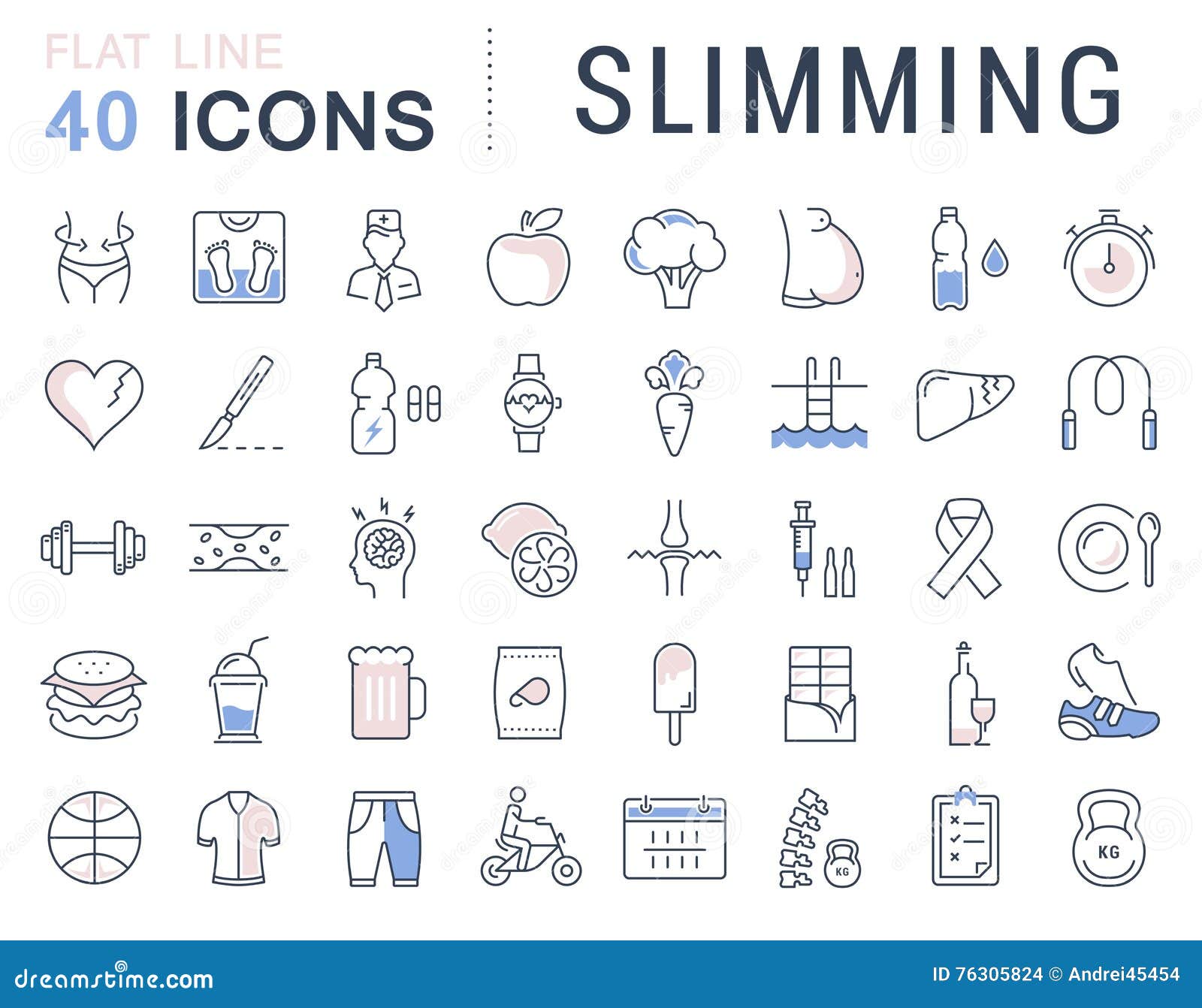 Set Vector Flat Line Icons Slimming Stock Illustration - Illustration ...
