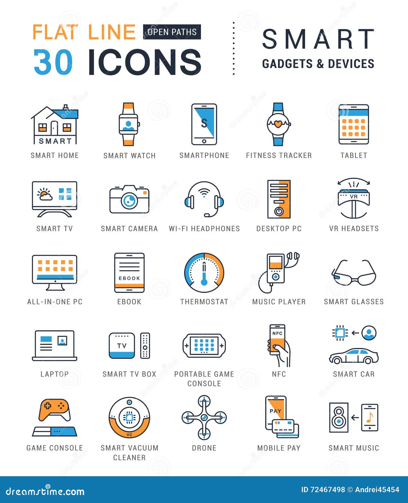 Set Vector Flat Line Icons Smart Device Stock Illustration ...