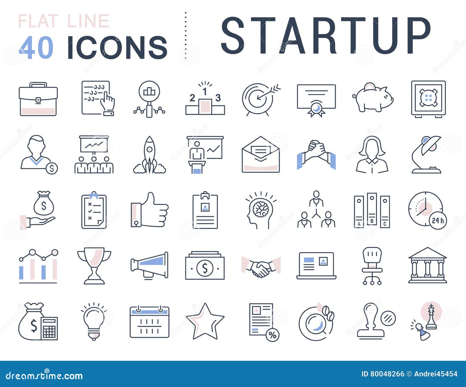 Set Vector Flat Line Icons Startup Stock Illustration - Illustration of ...