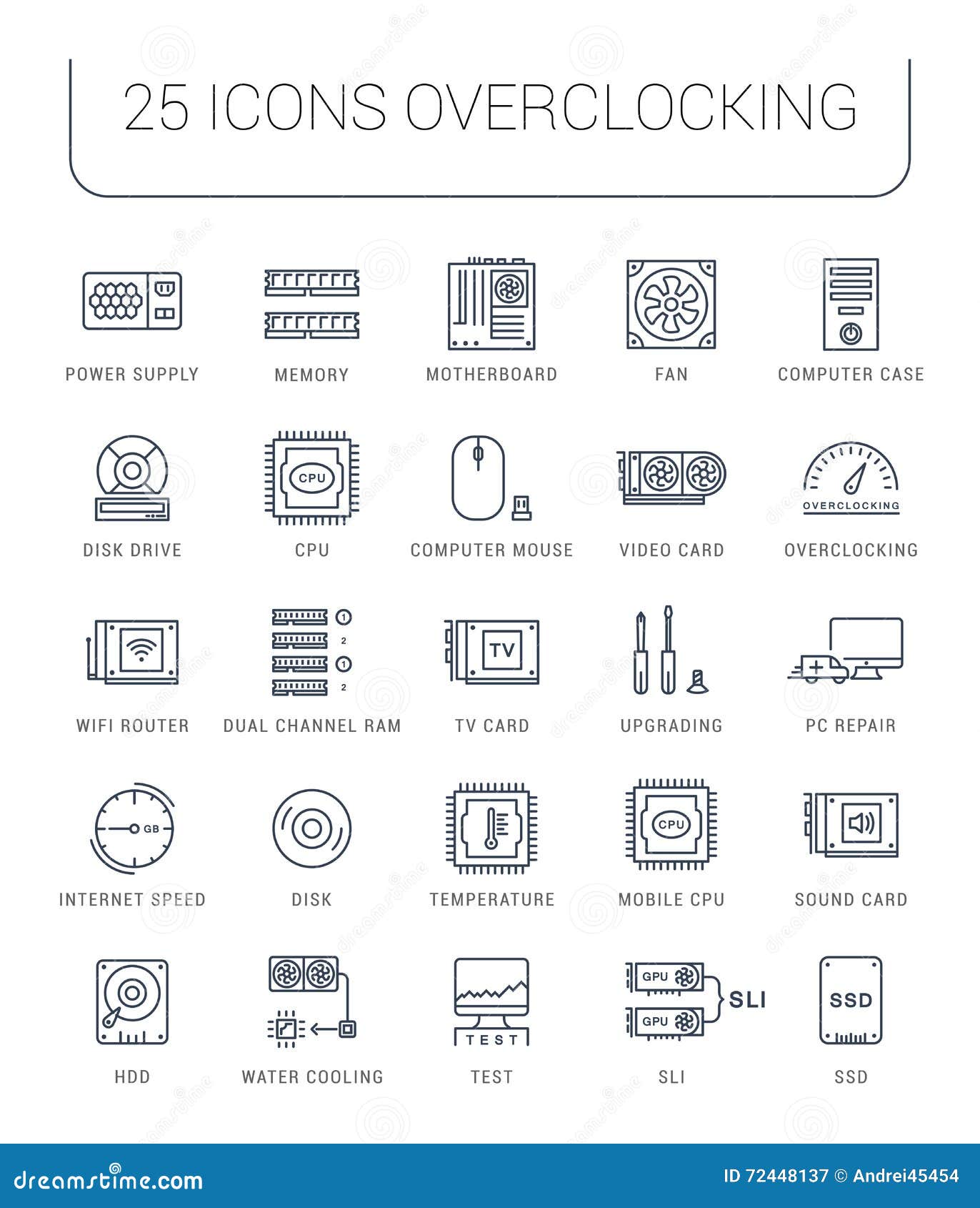 Set Vector Flat Line Icons Upgrading Computer Stock Illustration ...