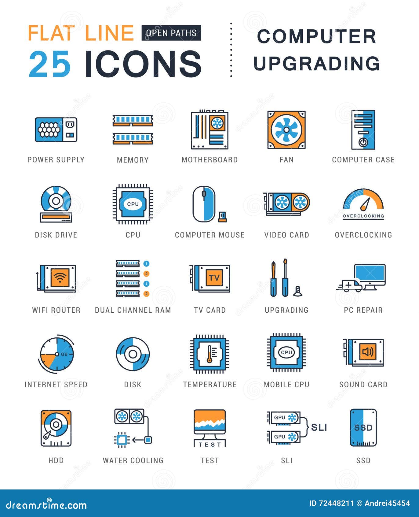 Set Vector Flat Line Icons Upgrading Computer Royalty-Free Stock Photography | CartoonDealer.com ...