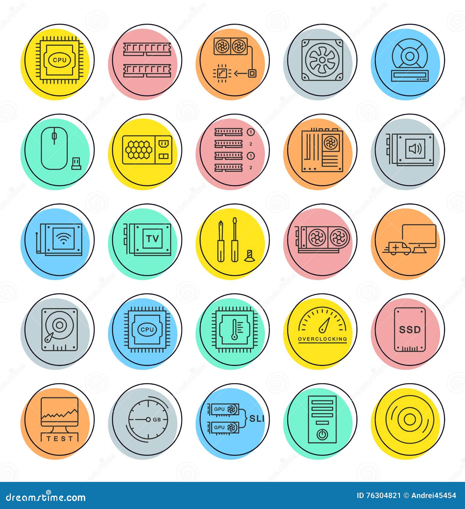 Set Vector Flat Line Icons Upgrading Computer Stock Illustration - Illustration of monitor, path ...