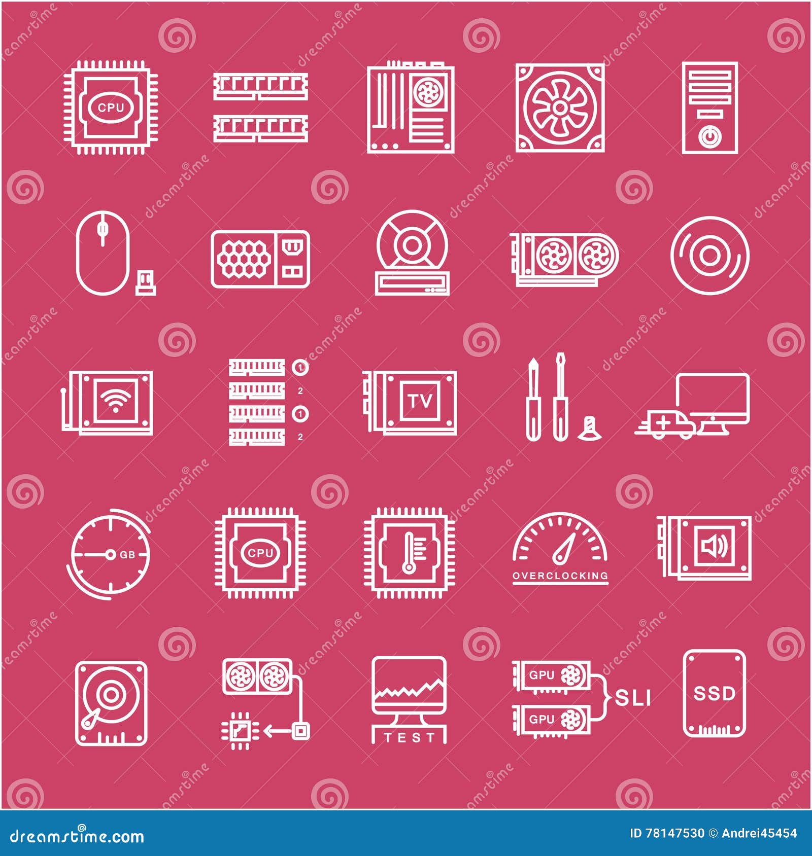 Set Vector Flat Line Icons Upgrading Computer Stock Illustration ...