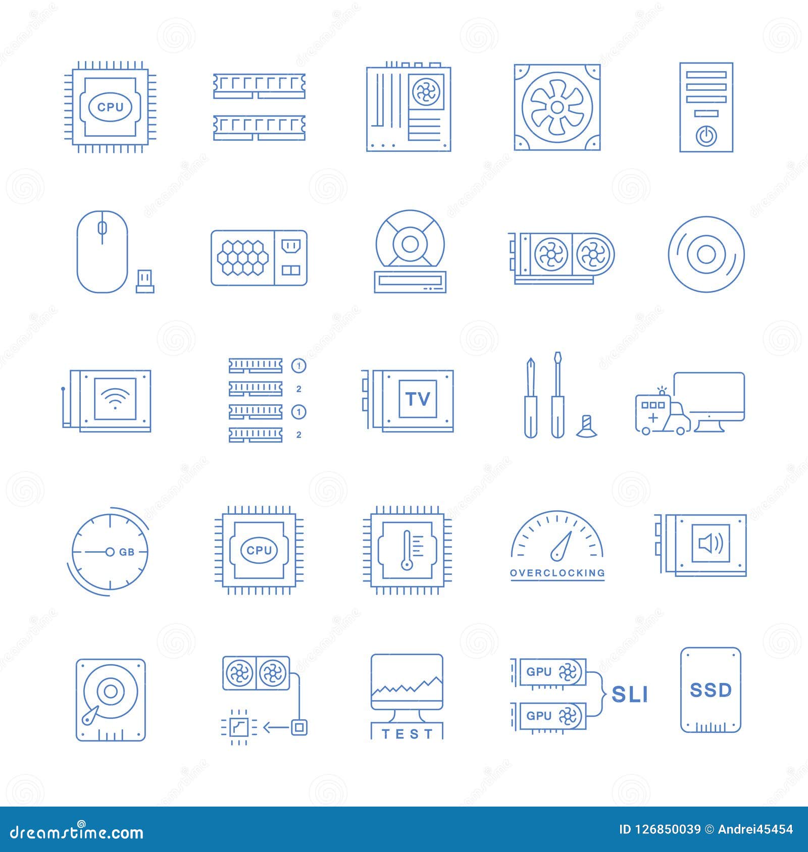Set Vector Flat Line Icons Upgrading Computer Stock Illustration ...