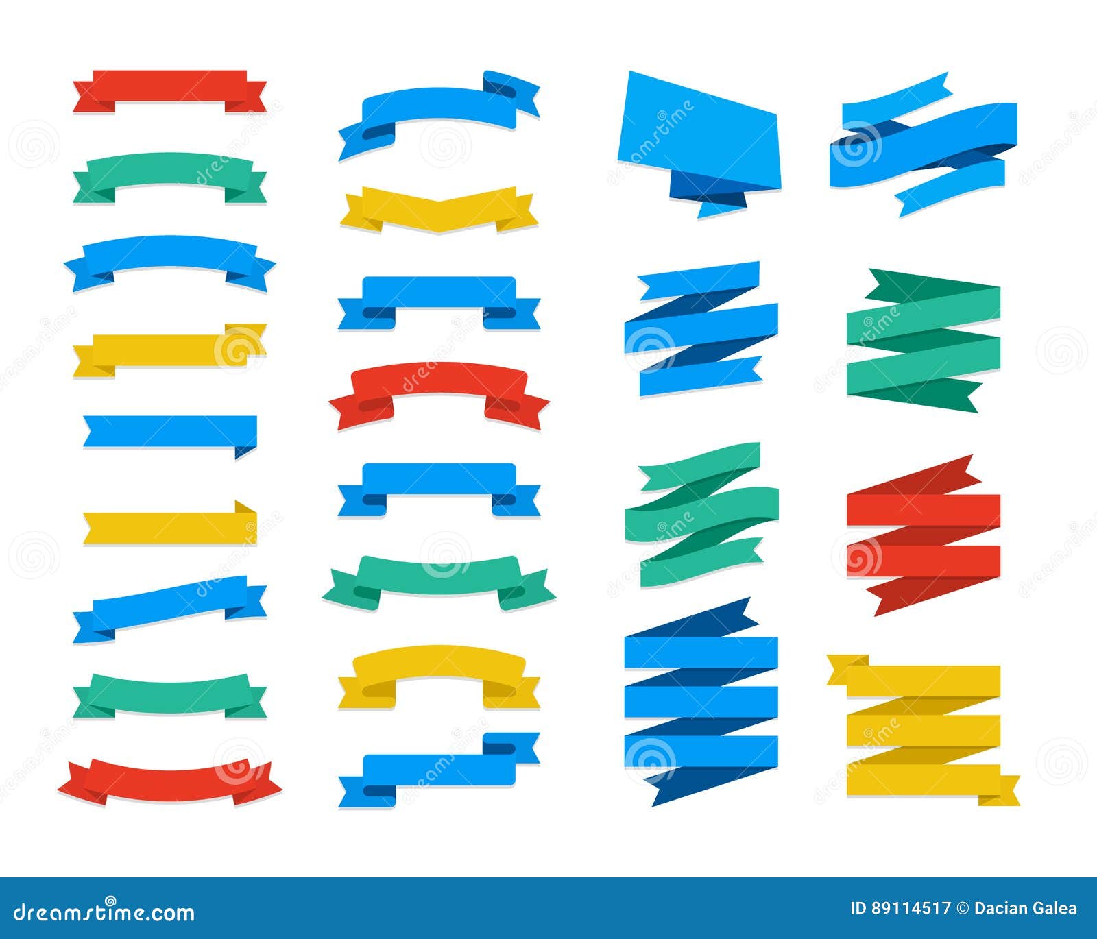 Set of Vector Flat Ribbons and Banners Stock Vector - Illustration of ...