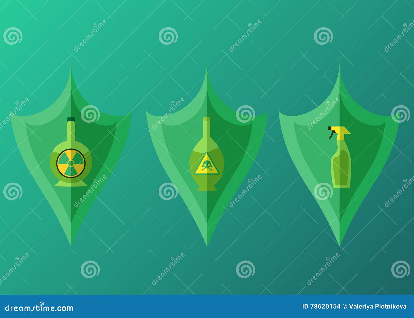 Set of Vector Flat Shields with Radioactive Chemicals Stock Vector ...