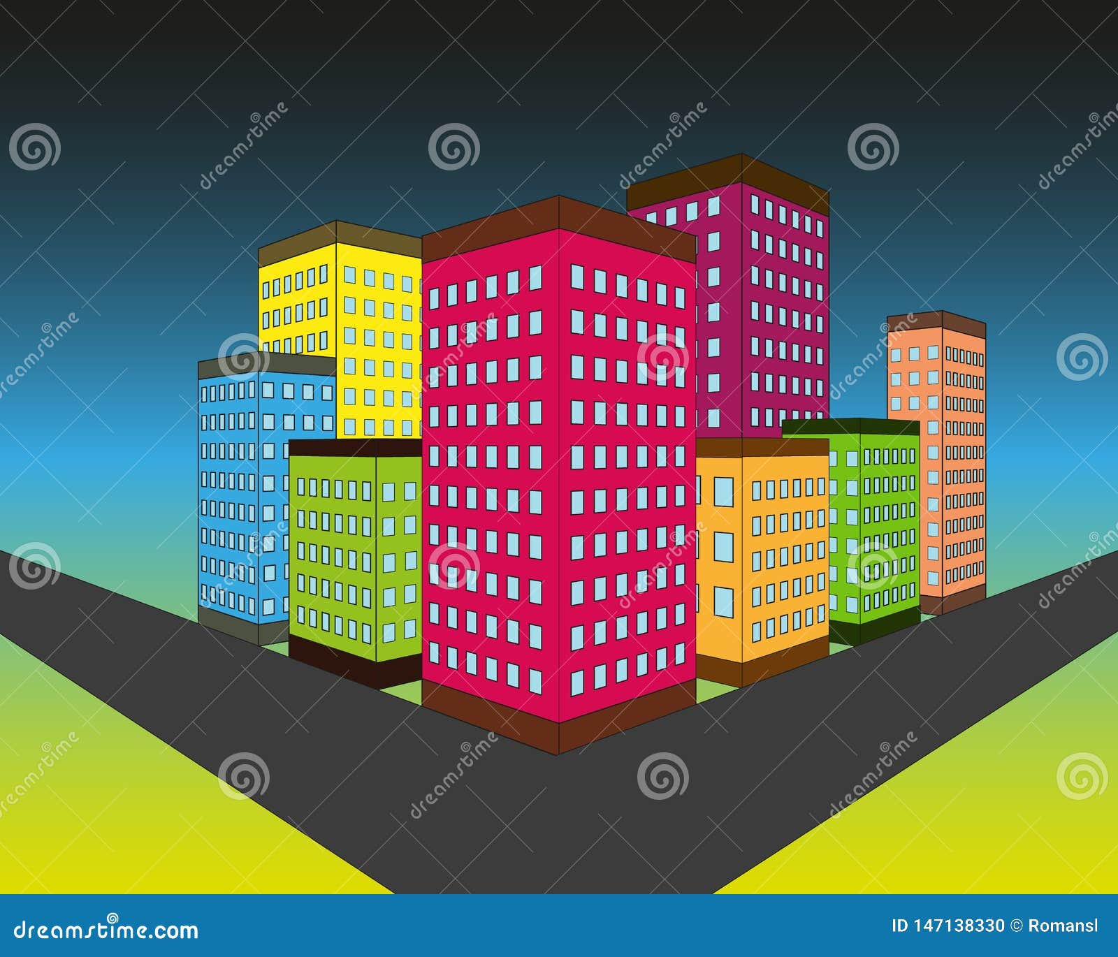 Set of Vector Flat Style Facades of Panel Houses. Classic Blocks of ...
