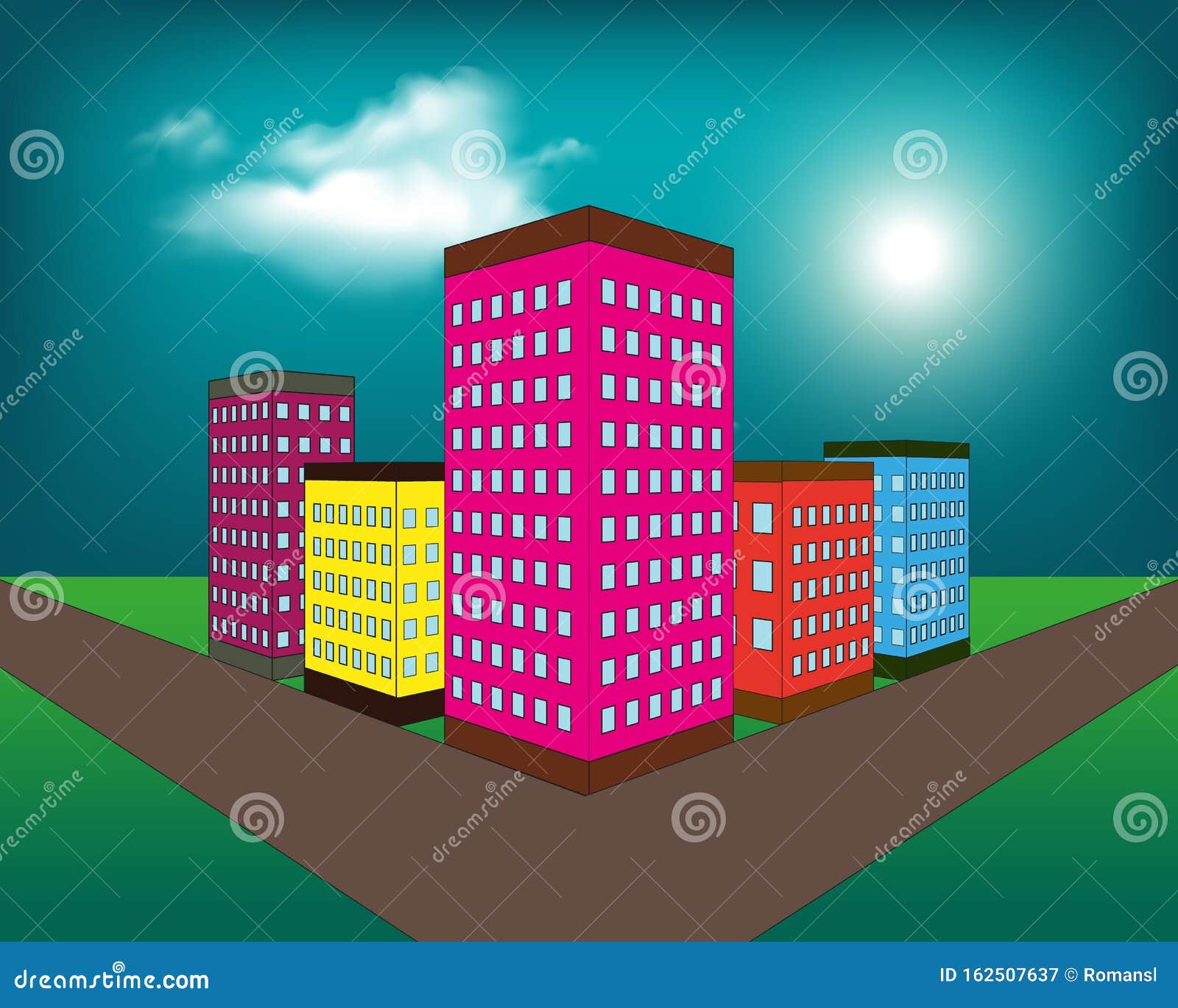 Set of Vector Flat Style Facades of Panel Houses. Classic Blocks of ...