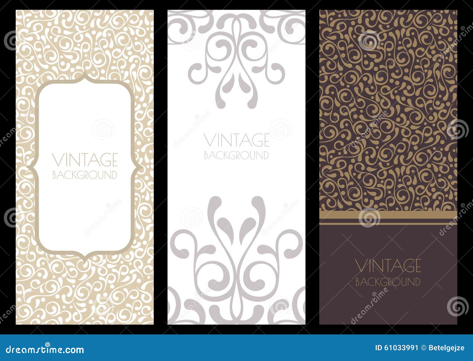 Set of Vector Flourish Banner Backgrounds and Seamless Pattern. Stock ...