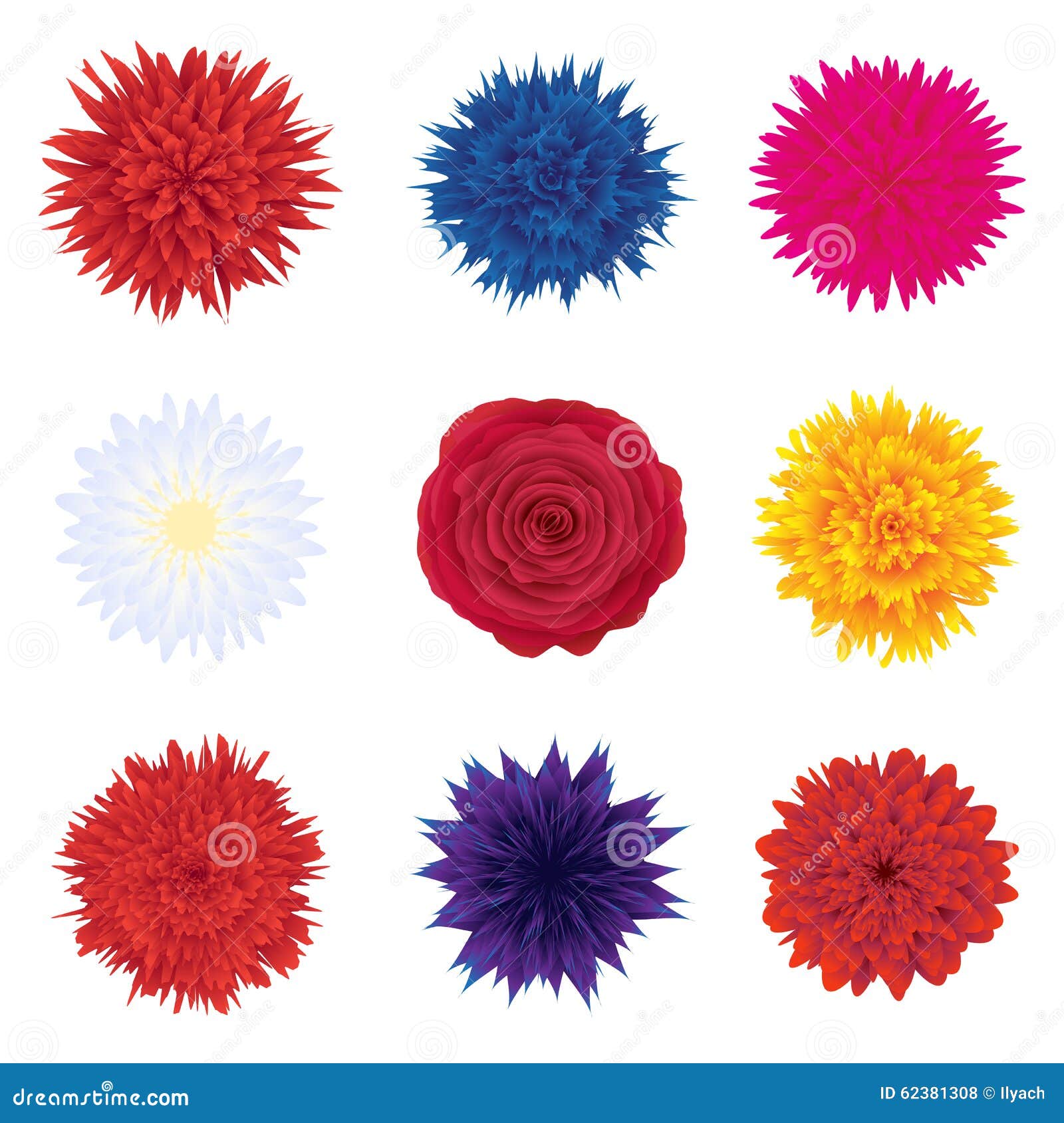 Set of vector flower buds stock vector. Illustration of color - 62381308