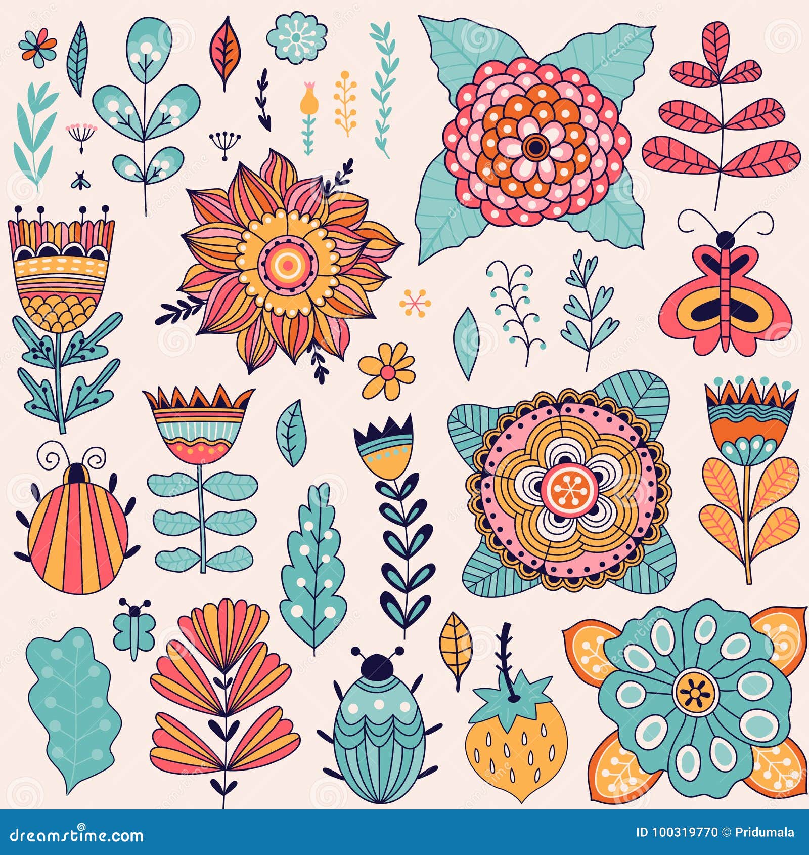 Flowers Elements Design Stock Illustrations – 109,363 Flowers Elements ...