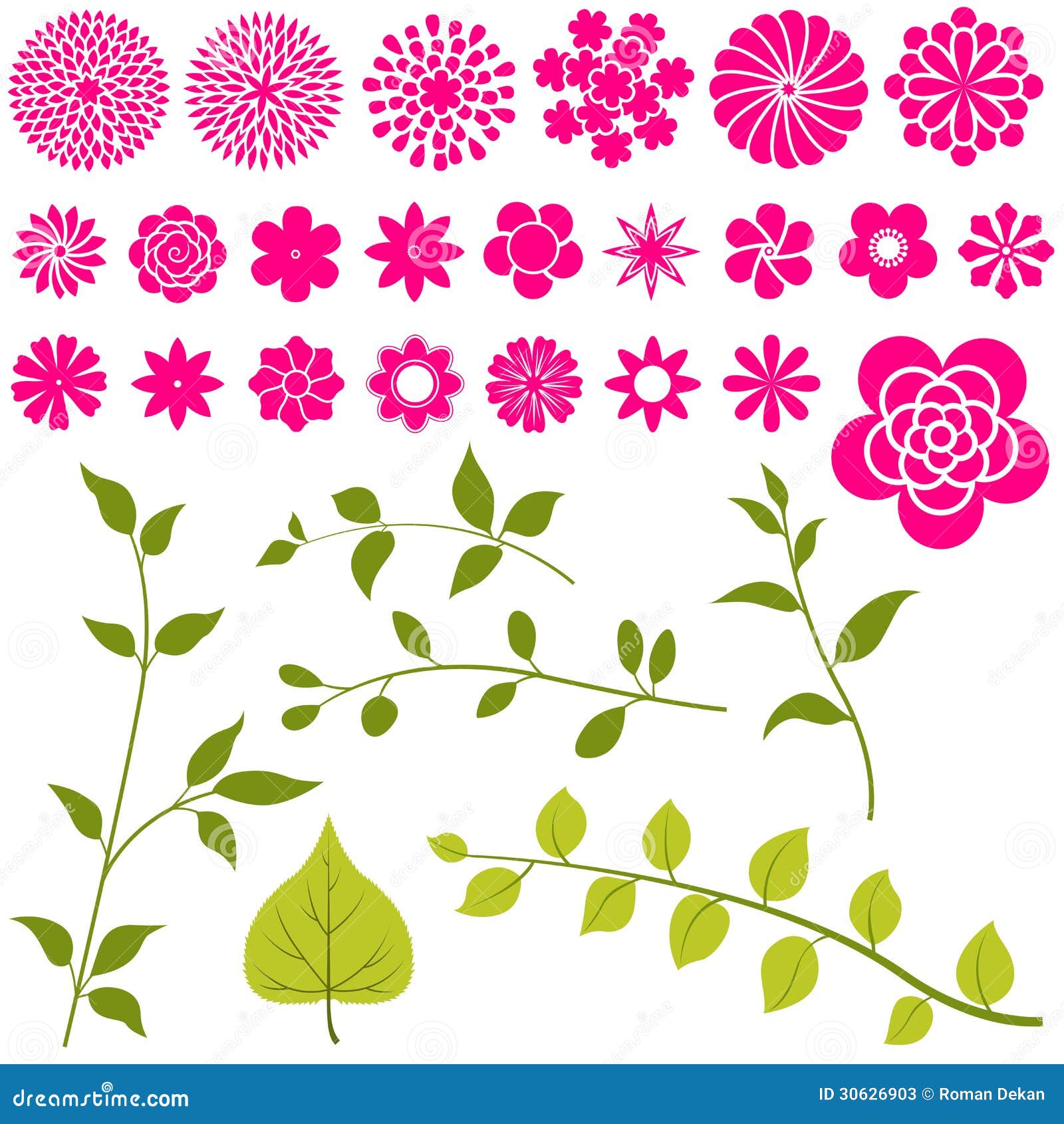 Set of Vector Flowers stock vector. Illustration of flower - 30626903