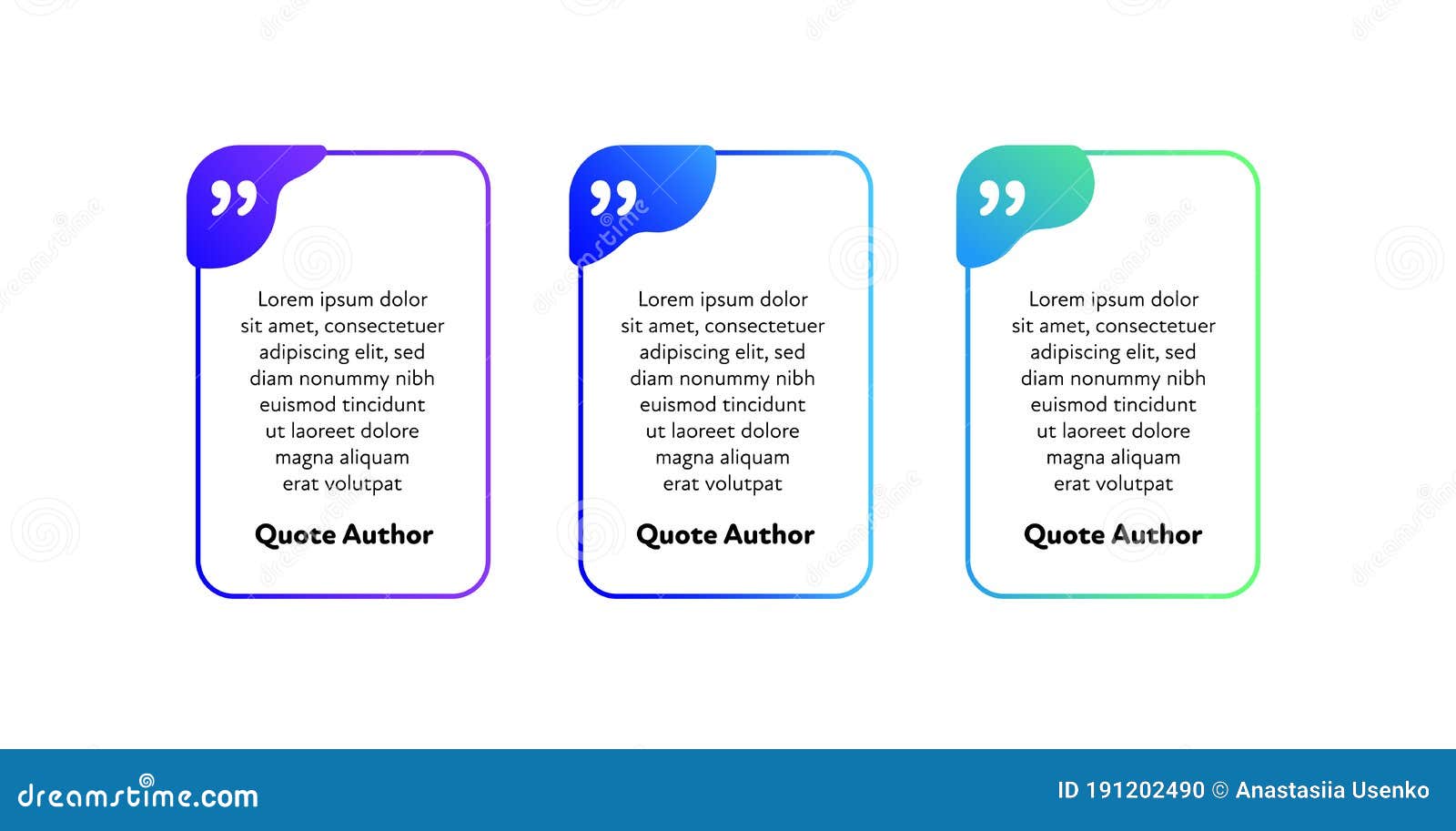 Set of Vector Fluid Quote Frame Template. Colorful Gradient Shapes ...