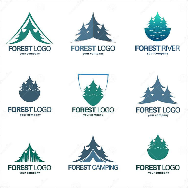Set vector forest emblems stock vector. Illustration of association ...