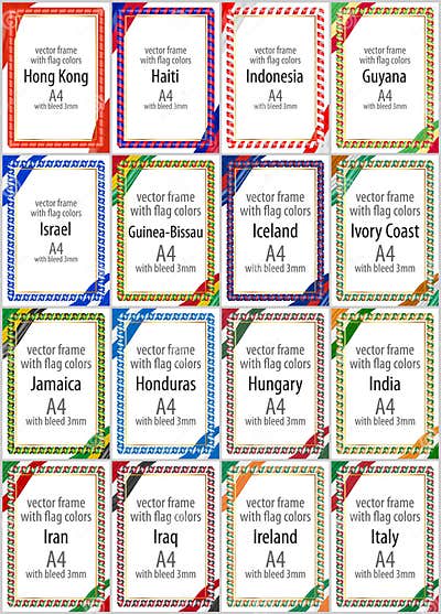 Set of Vector Frames and Borders with Ribbons of the Color of the Flag ...