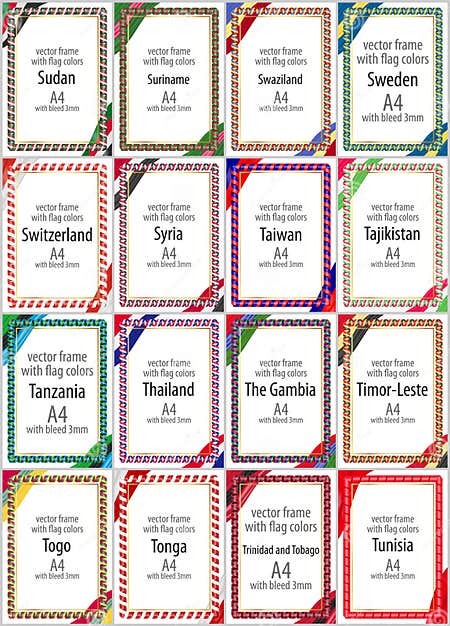 Set of Vector Frames and Borders with Ribbons of the Color of the Flag ...