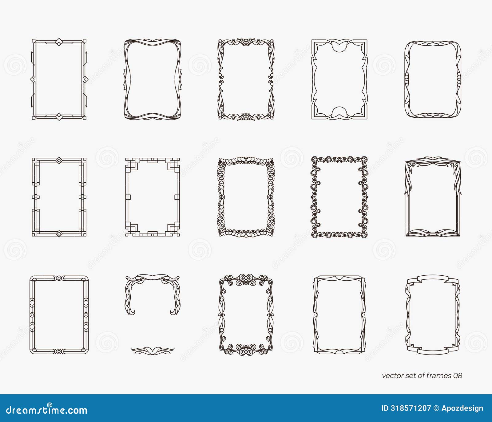 Set of Vector Frames, Hand Drawn, Ink and Paper. A4 Frame Template for ...