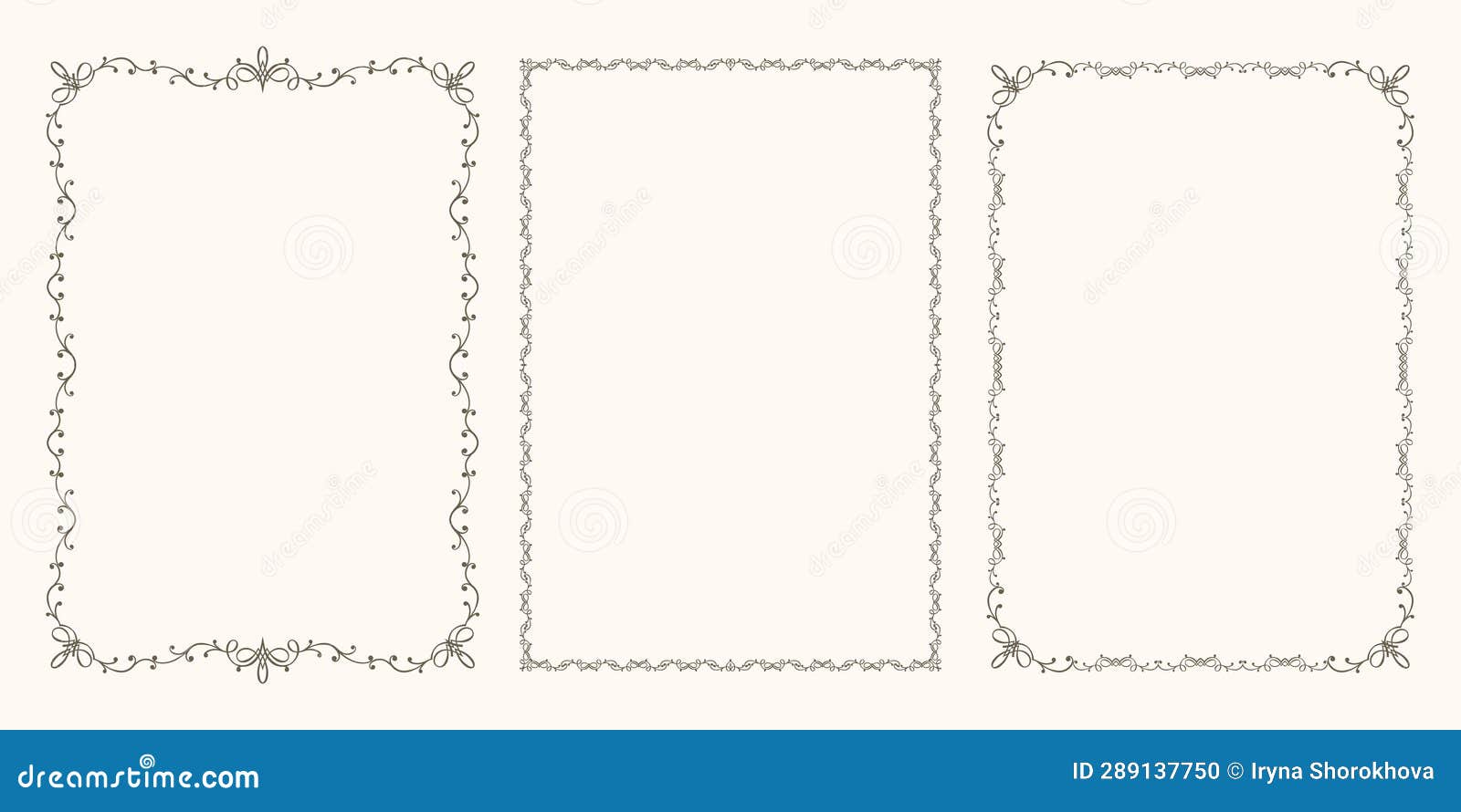 Set of Vector Frames with Swirls Beautiful Frames for Documents Stock ...