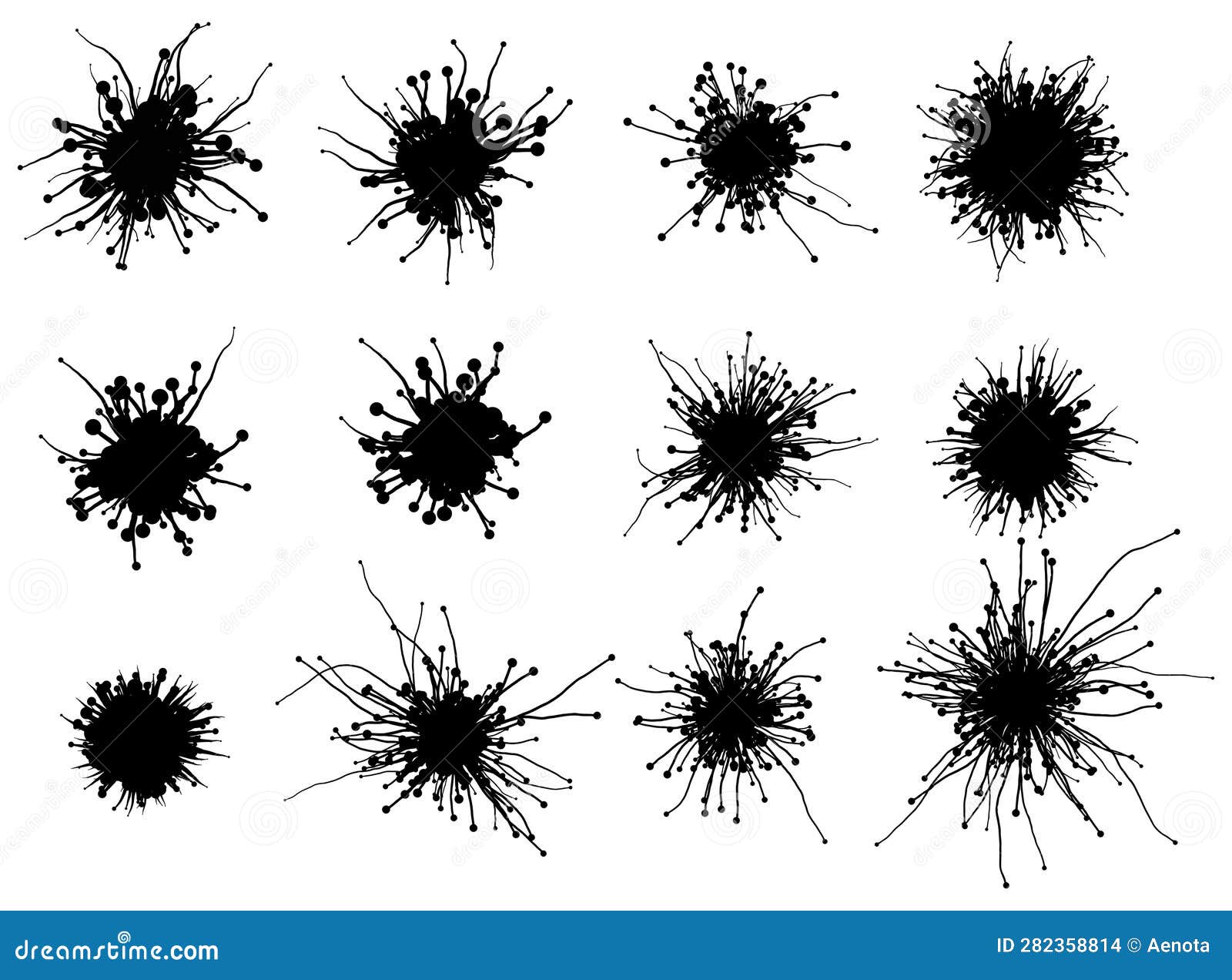 Set of Vector Fungus Mycelium Spots - Vector Design of Decorative ...