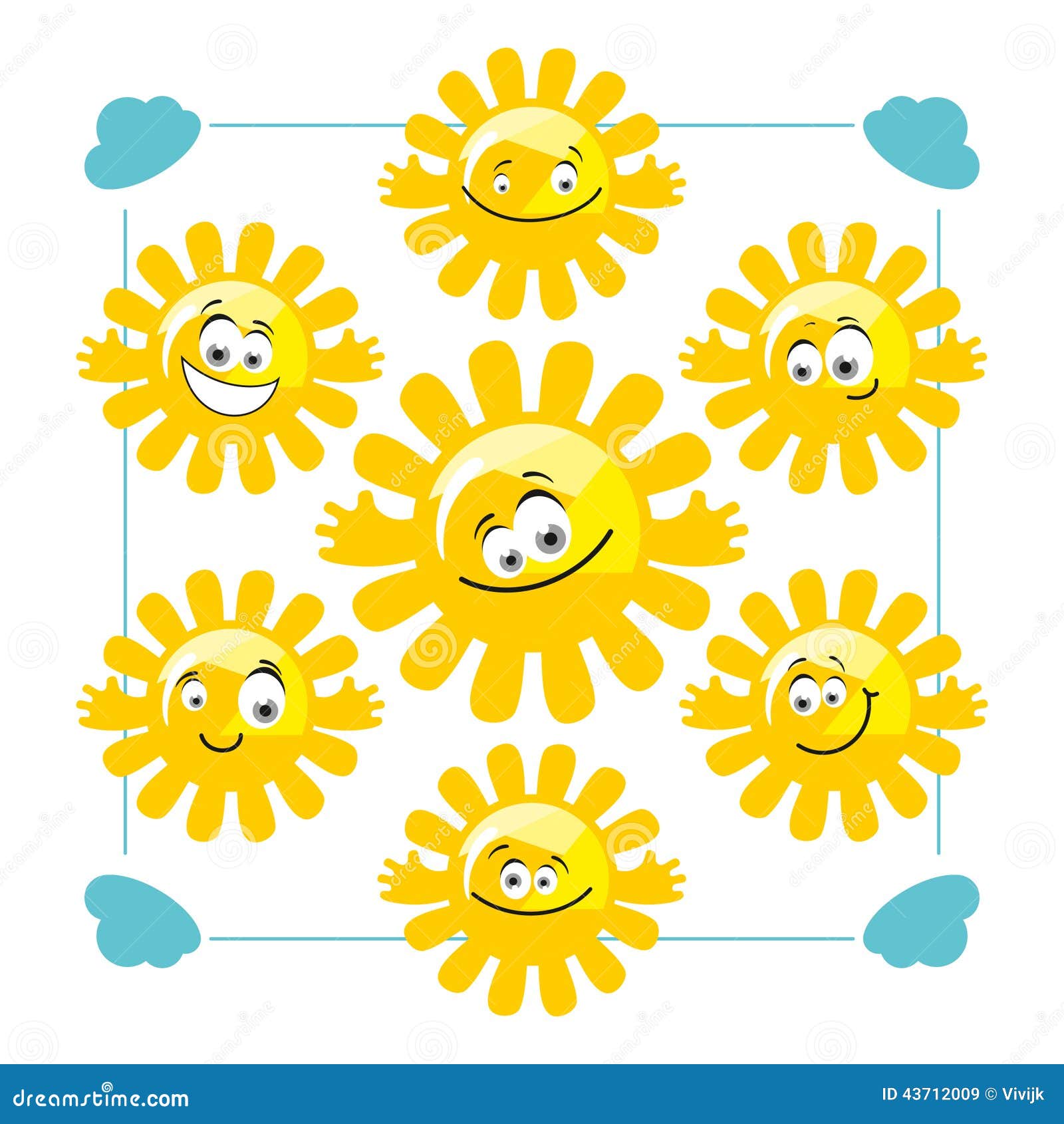 Set of vector funny suns stock vector. Illustration of child - 43712009