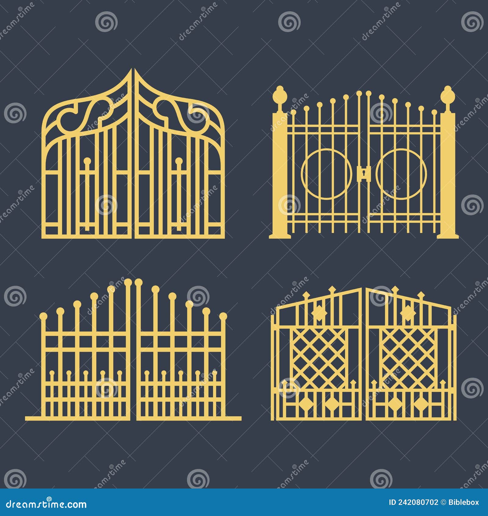 Set of vector gates. stock vector. Illustration of doors - 242080702