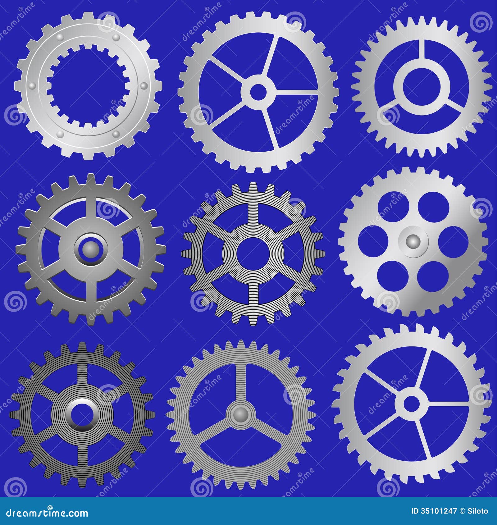 Set vector gears stock vector. Illustration of cutout - 35101247