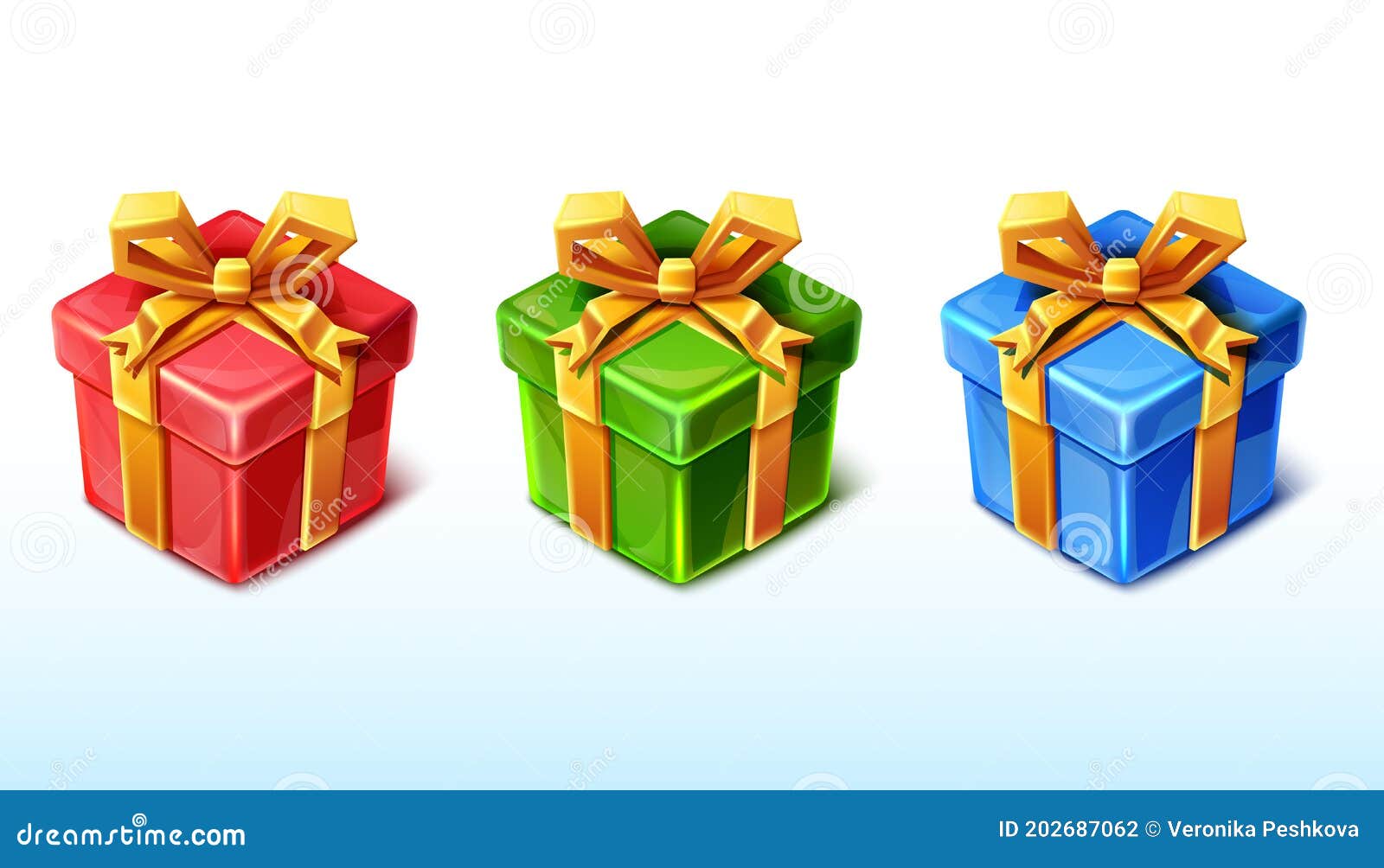 Set of Gift Box Presents in Red, Blue and Green Color Stock ...