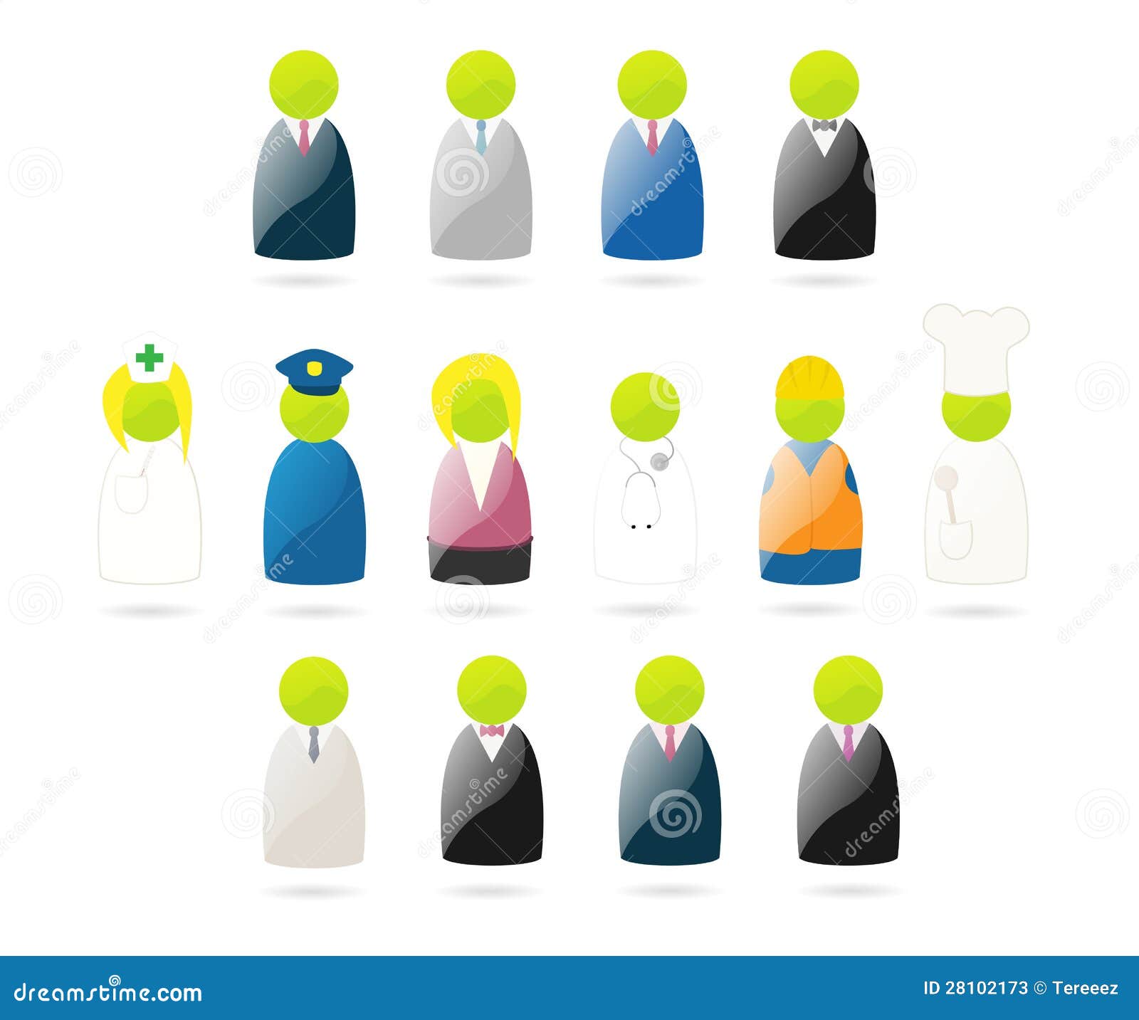 Set of Vector Glossy Occupation Icons Stock Vector - Illustration of ...